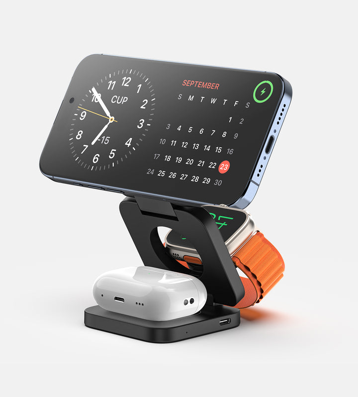 KUXIU X55 3-In-1 Foldable Magnetic Wireless Charger & Stand