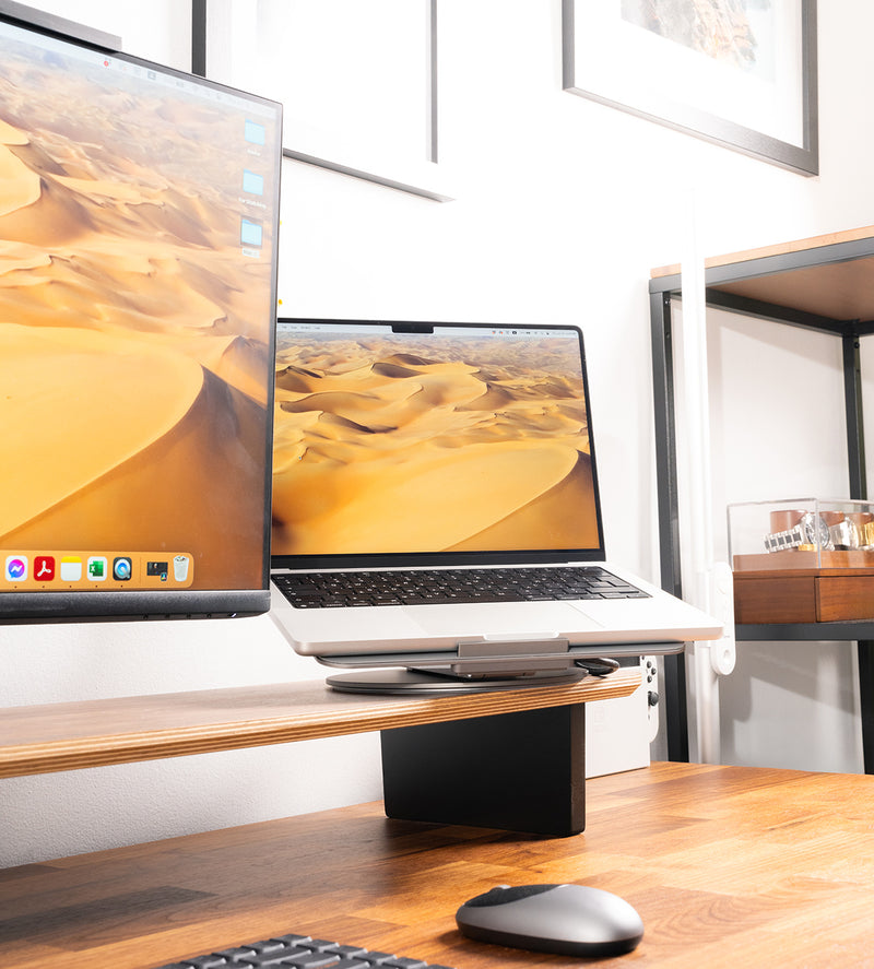KUXIU X53 Ergonomic Laptop Stand with Built-in 8-in-1 Hub - Wood Grain