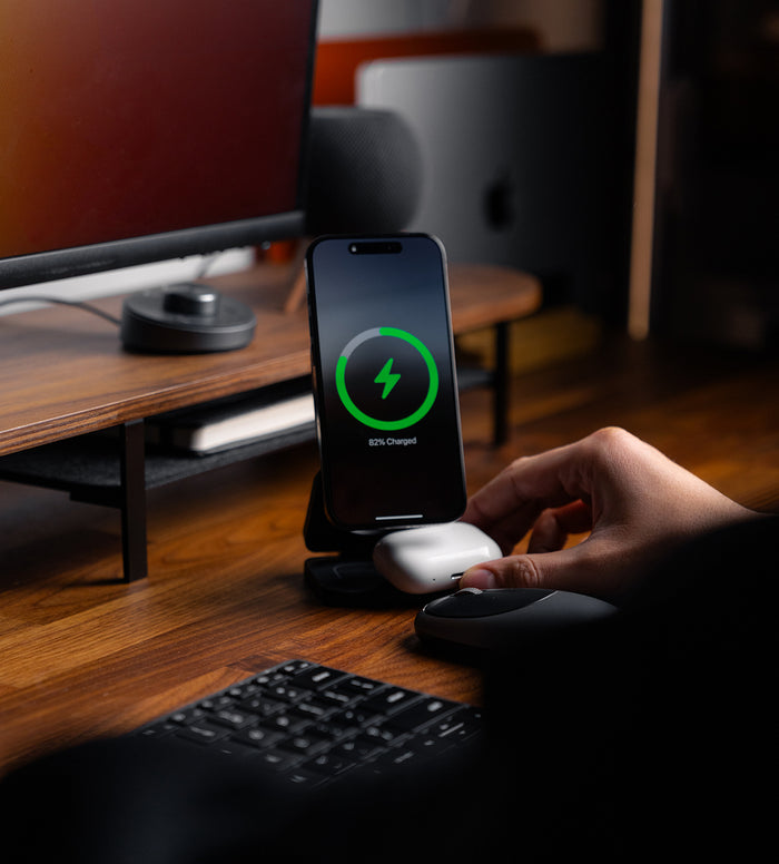 KUXIU X55 3-In-1 Foldable Magnetic Wireless Charging Station - Gray